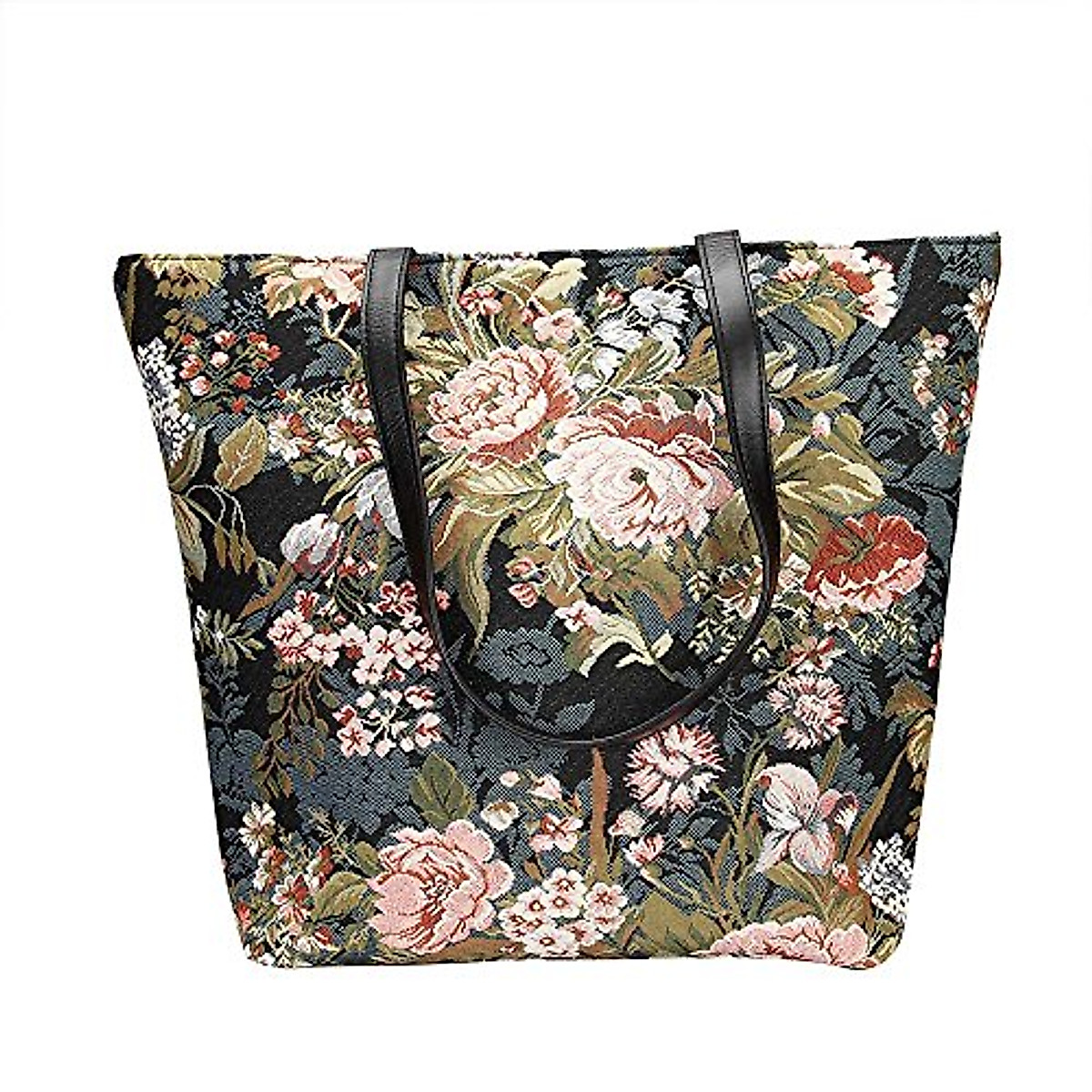 Signare Tapestry Shoulder Bag Tote Bag for Women with Peony Flower (SHOU-PEO)