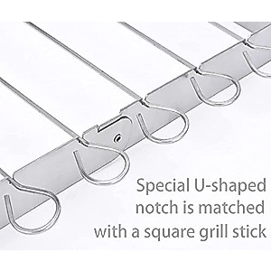 Skewer Rack Set for Grill,12pcs 12inch Stainless Steel Square Barbecue Skewers Shish Kabob and Foldable Grill BBQ Racks Set,Durable and Reusable for Party and Cookout (Barbecue Skewers Rack Set 12p+1)