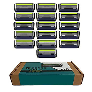 DORCO Pace 6 Sport - Six Blade Razor System with Trimmer and Pivoting Head - 16 Pack Refill (No Handle)