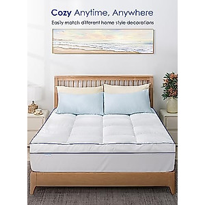 QUEEN ROSE Mattress Topper Full, Extra Thick Mattress Pad Topper, Pillow Top Soft Mattress Bed Topper Cover with 8-21” Deep Pocket, Overfilled Down Alternative, Plush for Back Pain Relief, White