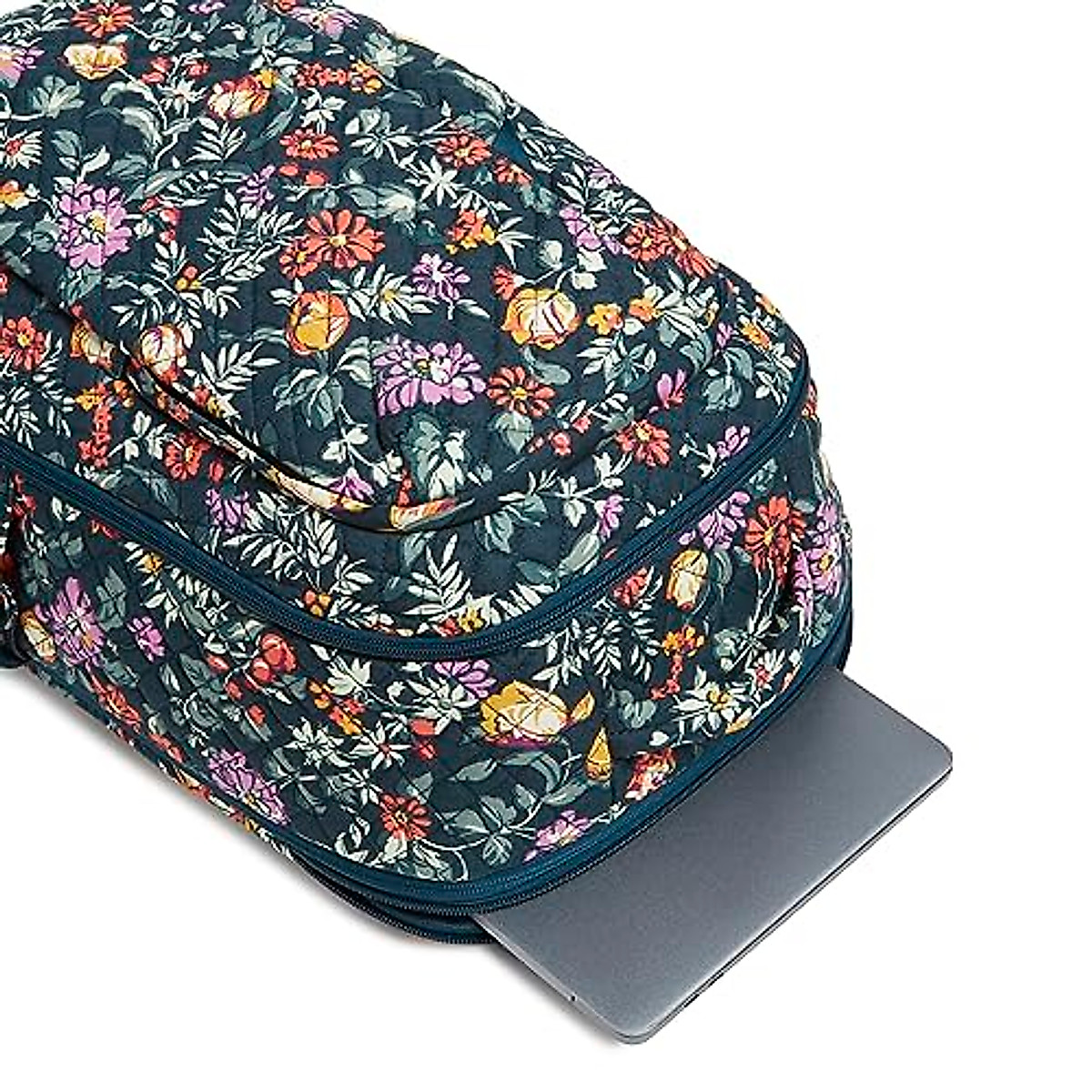 Vera Bradley Women's, Cotton Large Travel Backpack Travel Bag, Fresh-cut Floral Green, One Size