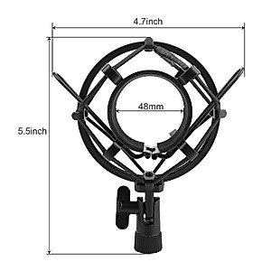 Microphone Shock Mount, ChromLives Shock Mount Mic Holder, Mic Clip Holder AT2020 Anti Vibration Shock Mount for Microphone 48mm - 54mm Diameter Studio Condenser