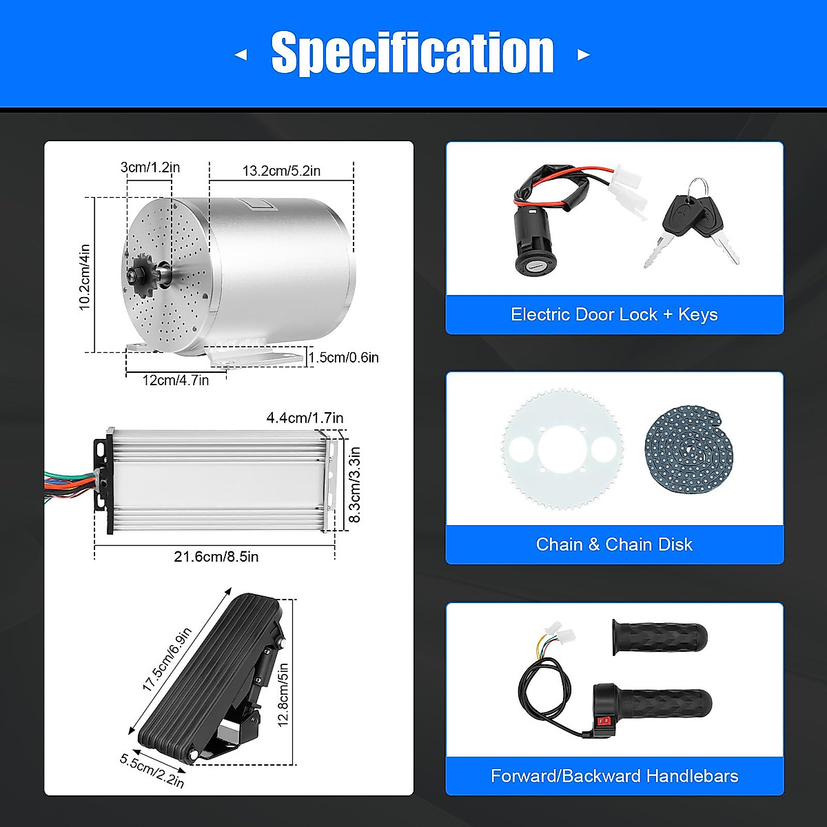 BANLICALI Bike Motor Kit, 3000W Brush-Less Motor Kit with Controller, Chain Ring and Throttle, for Electric Scooter E Bike Engine Motorcycle DIY Part Conversion Kit 48-72V 4900rpm