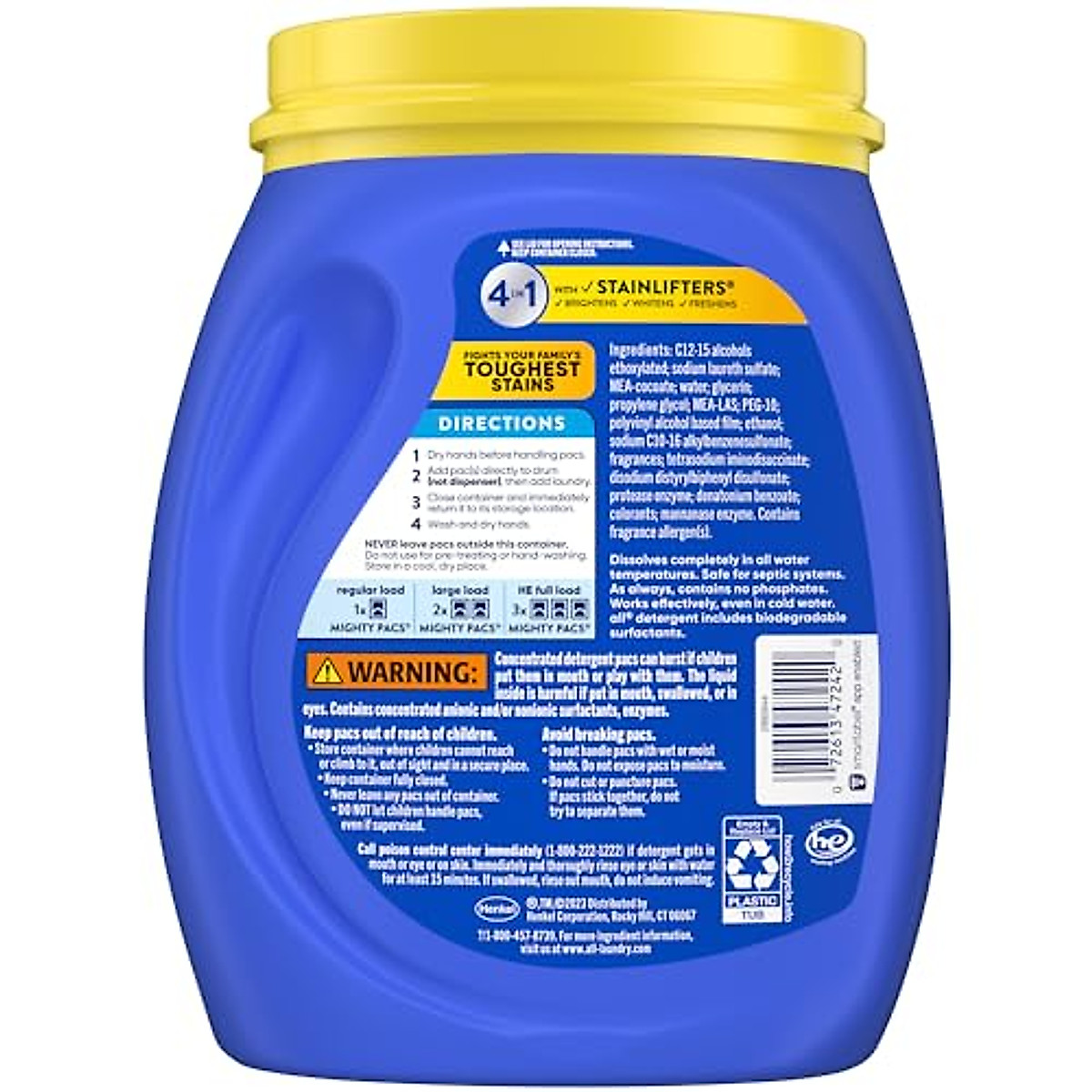 all with Stainlifters Original Mighty Pacs Laundry Detergent Pacs, 4 in 1 Stainlifters, One Tub, 75 Count