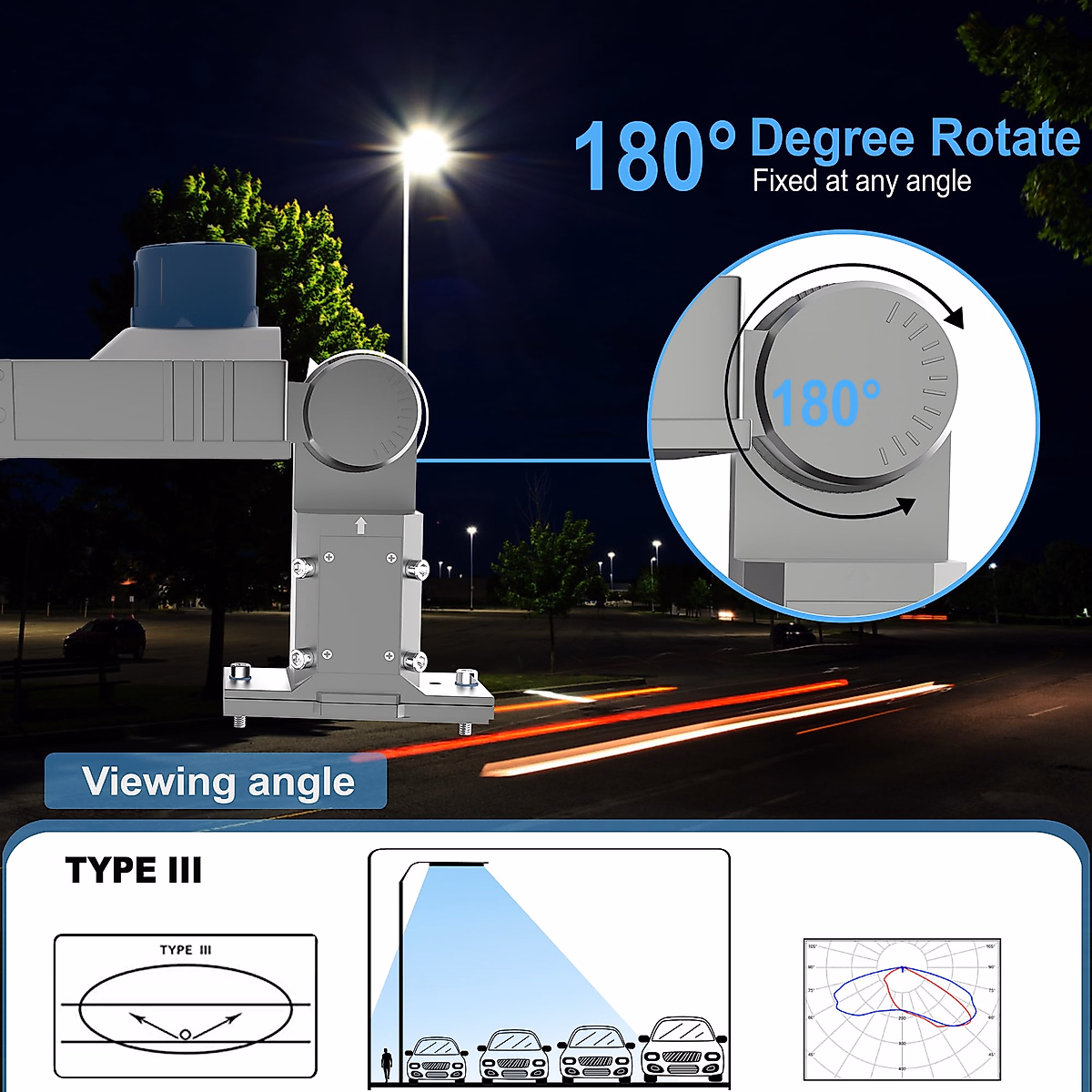 LEDMyplace 300W/240W/200W Adjustable LED Parking Lot Lights with Photocell Dusk to Down Shoebox Lighting 5700K, 39900LM, 120-277V Outdoor Security Commercial Pole Lights for Stadium, Roadways, Street