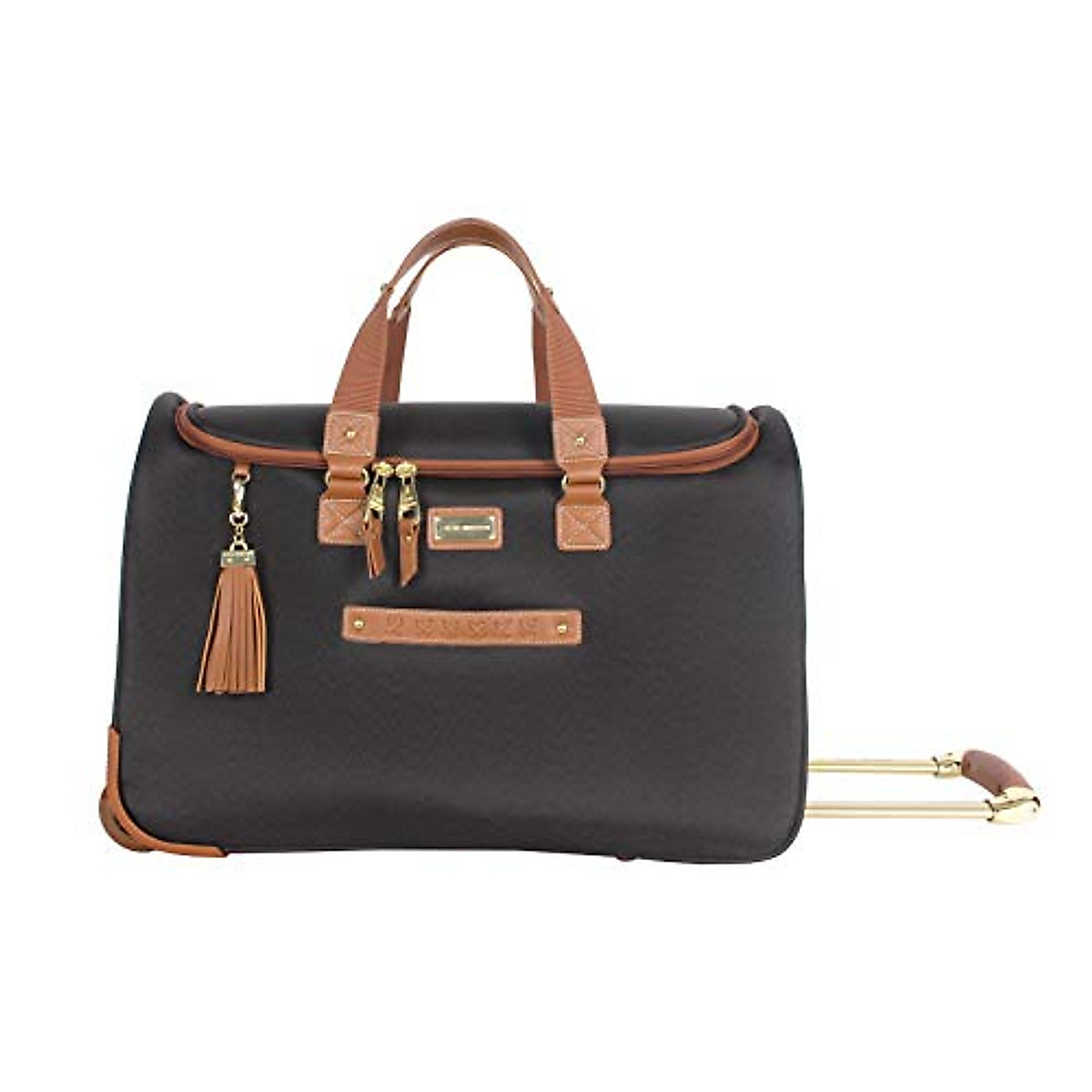 Steve Madden Designer Carry On Luggage Collection - Lightweight 20 Inch Duffel Bag- Weekender Overnight Business Travel Suitcase with 2- Rolling Spinner Wheels (Global Black)