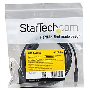 StarTech.com 6 ft. (1.8 m) USB to Parallel Port Adapter - IEEE-1284 - Male/Male - USB to Centronics Cable (ICUSB1284)