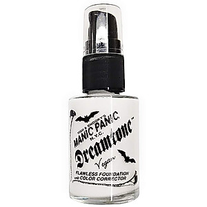 MANIC PANIC Dreamtone Flawless White Liquid Foundation - Full Coverage White Foundation And Color Corrector with Demi Matte Finish - Cosplay, Halloween Makeup, & Everyday Use (0.96oz)