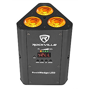(2) Rockville RockWedge LED RGBWA+UV Rechargeable Wireless DMX DJ Par Up-Lights