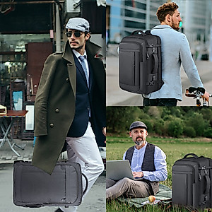 Lapsouno Backpack, Carry On Backpack, Expandable Travel Backpack for Carryon Luggage, 40L Extra Large Flight Approved Traveling Backpacks for Men Women, Water Resistant Business Daypack Bag, Black