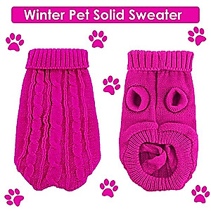 cobee Dog Sweaters for Small Dogs, Classic Solid Color Knitwear Winter Male/Female Dog Clothes Warm Puppy Coat Pet Costume Clothing for Small Dog Cute Christmas Pet Sweater(M Size, Rose Red)