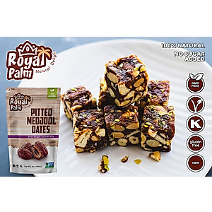 Royal Palm Pitted Medjool Dates, 16oz (Pack of 1) – 100% Natural, No Sugar Added, Non-GMO, Kosher, Fresh & Sweet – Ideal for Baking, Snacking, Energy Snacks, Healthy Eating