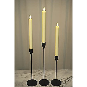 Stmarry Flickering Flameless Taper Candles with Remote - 10 Inch LED Candlesticks, Realistic 3D Flame with Wick, Ivory Real Wax, Spring Home Decor, Automatic Timer - Set of 6