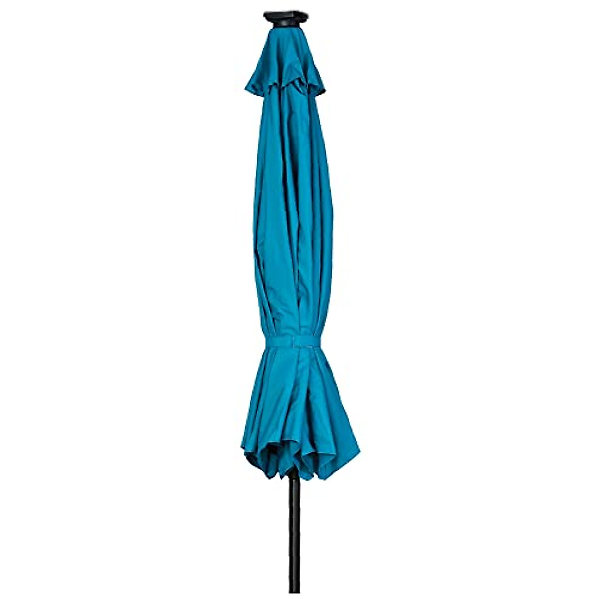 Sun-Ray 811022T 9' Round 8-Rib Solar Lighted Patio Umbrella, 32 LED Lights, Crank and Tilt, Aluminum Frame, Teal