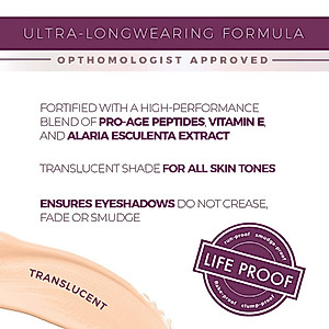 Blinc Eyeshadow Primer, Translucent Eye Shadow Primer Base with Pro-Age Peptides and Vitamin E. For Long-Lasting, Crease-Free Eyeshadow & Makeup Looks, Clean, Vegan, and Natural, 10mL/0.33 Fl. Oz