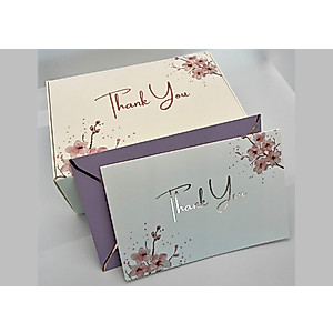 Aeon Passions Elegant Floral Thank You Cards with Rose Gold Foil Stamping and Envelopes with Gold Lining in a Sturdy Box - 36 Pack - 4x6 Inches (Weddings, Bridal Showers, Birthdays and more) (Pink)