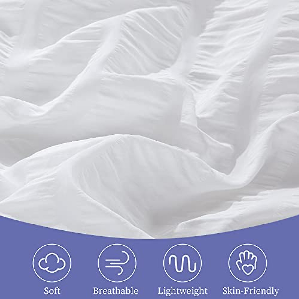 HOMBYS Oversized King Duvet Cover Set 120"x120", Striped Textured Seersucker Duvet Cover 3 Pieces Set, Cream White Boho Duvet Cover for All Season with Zipper Closure,Soft Breathable Duvet Cover Set