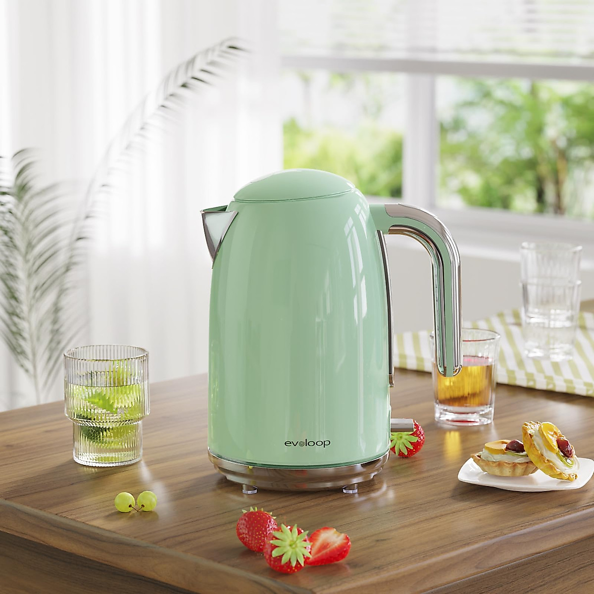 Electric Tea Kettle, 1500W /1.7 L Hot Water Kettle Electric, Retro Electric Kettle, Auto Shut-Off & Boil-Dry Protection, BPA Free, Stainless Steel Electric Teapot