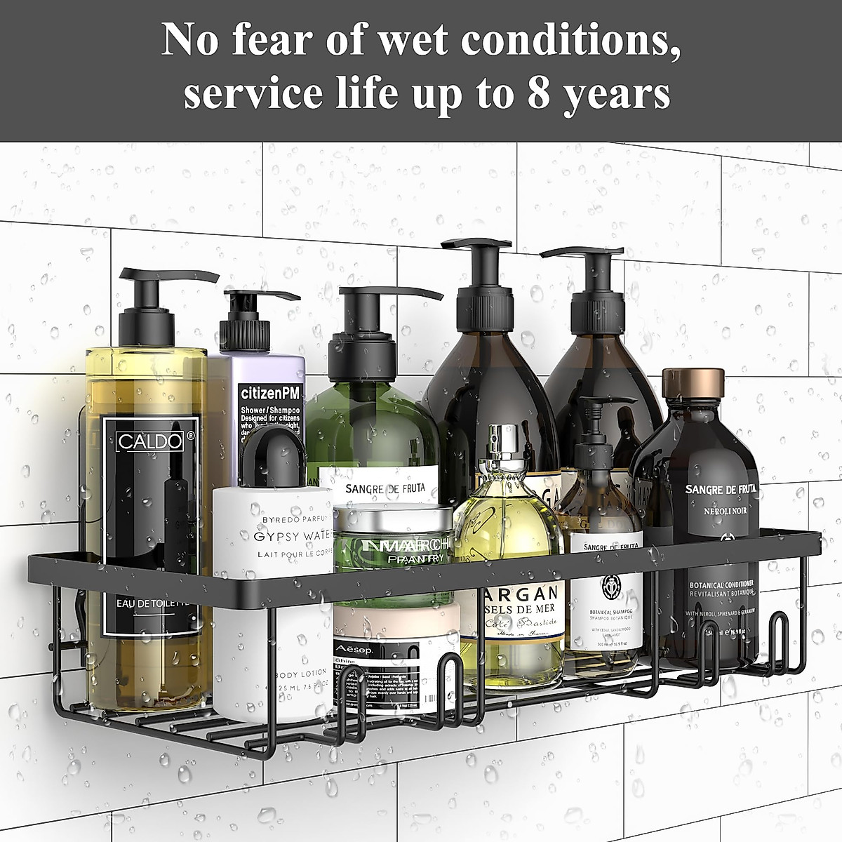 Hleelomi Shower Caddy Shelf Organizer, 4 Pack Adhesive Wall Shower Shelves, Black