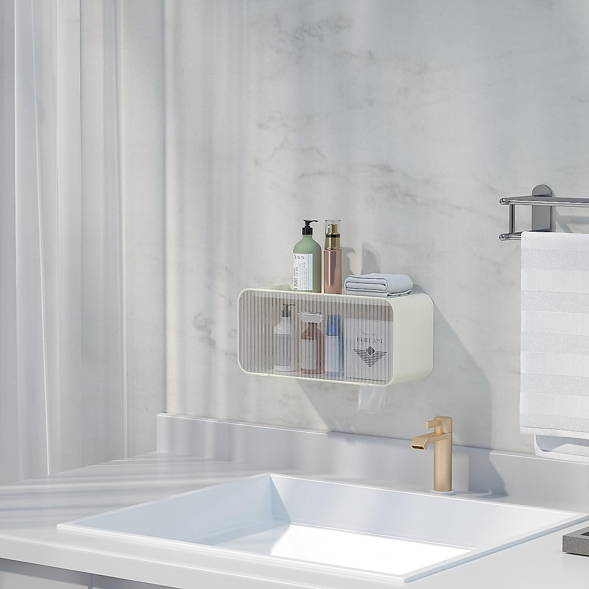 bbveking Over The Toilet Storage, without Drilling or Screwing,Easy Installation.Over toilet Bathroom Organizer Wall Mounting, Space Saver with Lid,Over The Toilet Storage Cabinet (Wall Mount)