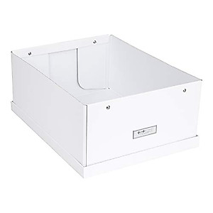 Bigso Katrin Collapsible Storage Box | Photo Storage Box with Labelframe for Easy Identification | Simple Assembly without Tools | Decorative Storage Boxes with Lids | 13.5″ x 17.6″ x 7.2″ | White