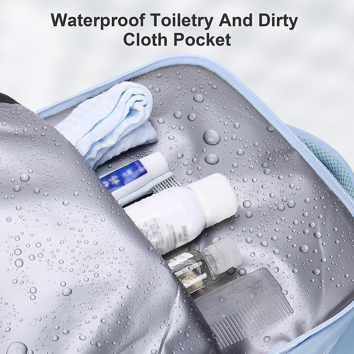 HOMIEE Carry on Backpack for Airplanes, 15.6 Inch Travel Laptop Backpack College Bag with USB Charging Port, Personal Item Size, Dry Wet Separation, Blue