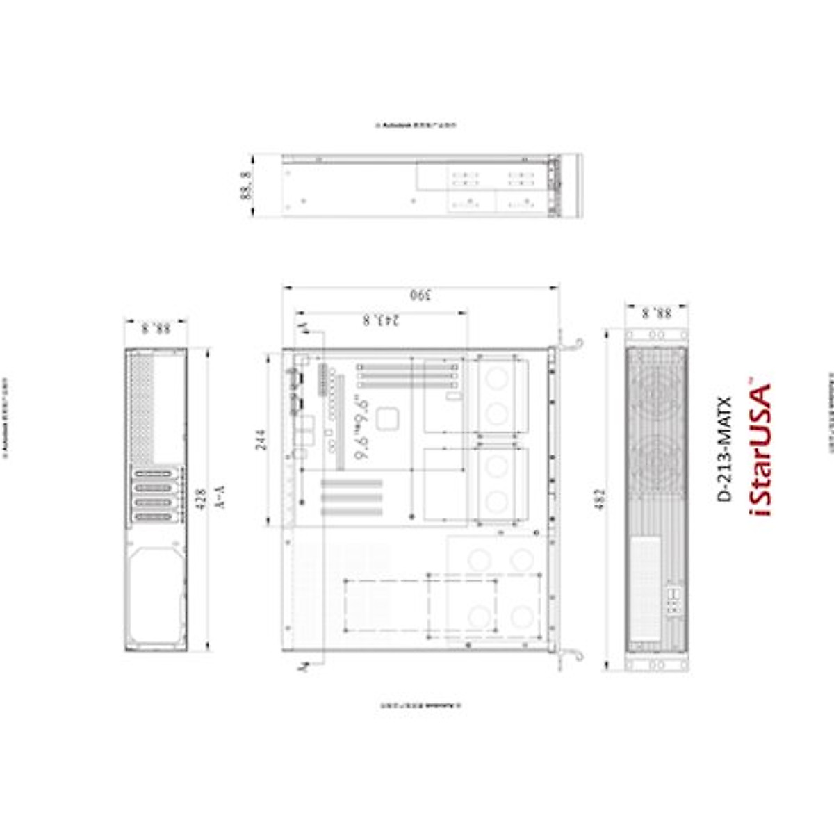 iStar D Value D-213-MATX 2U Rackmount Server Chassis (Black)
