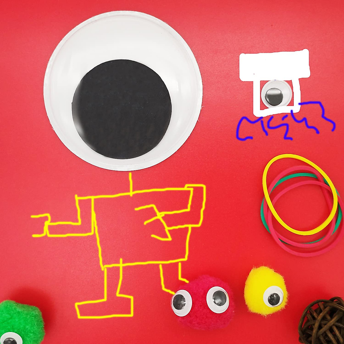 Xiasen Wiggle Eyes for Crafts 3 15 Inches Self Adhesive Giant Large Self Stick Google Eyes 4 Pack for Crafts Decoration Accessories white black