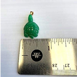 Regalia by Ulti Ramos Genunie Jade Hand Carved Turtle Pendant 14K (Green Jade)