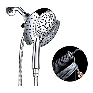 GRICH Dual Shower Head with Handheld: 2 IN 1 High Pressure Handheld Shower Head & Rainfall Shower Head, 9 Spray Modes/Settings Detachable Shower Head with Hose, cUPC and CEC Certification Approved