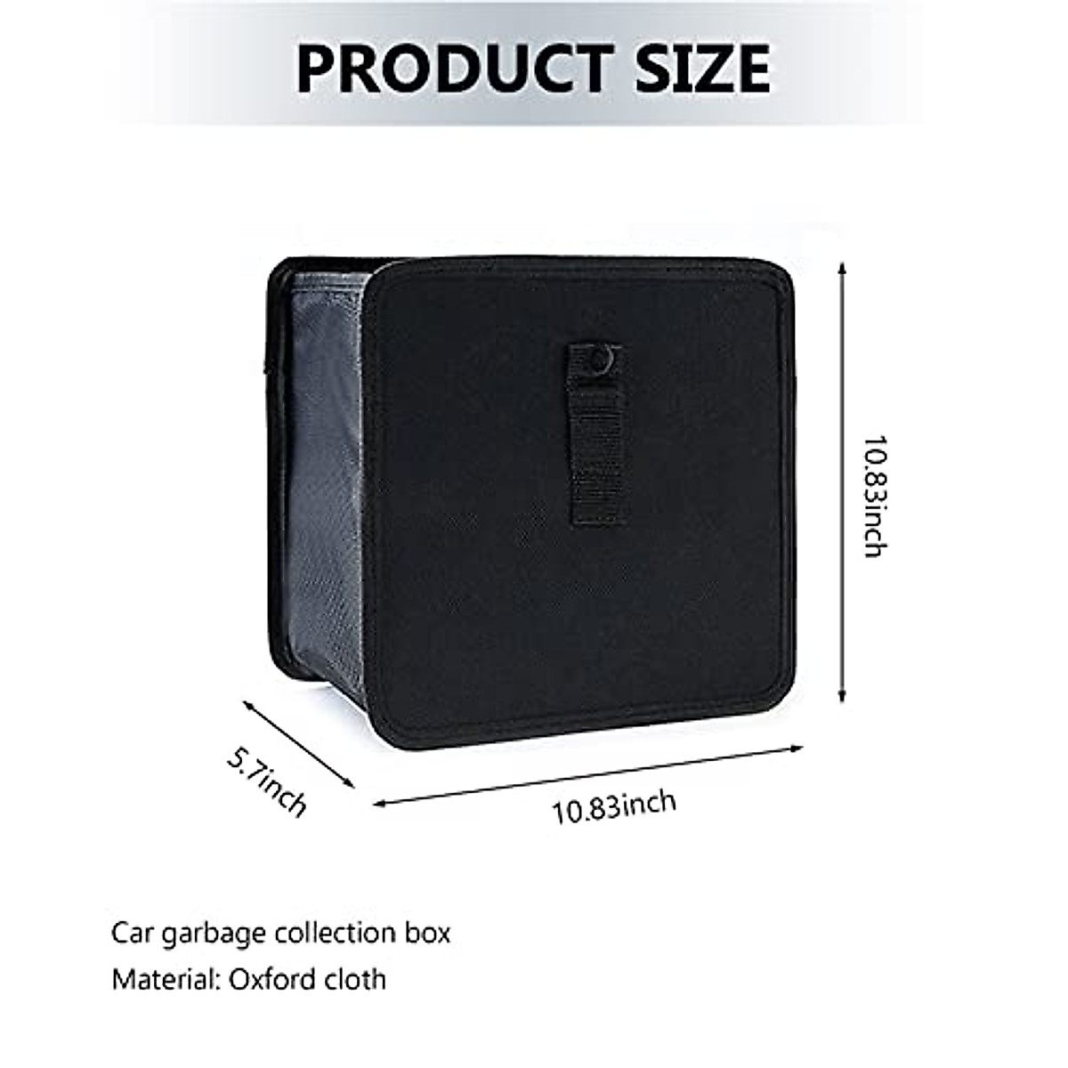 QODOLSI 1 Pack Hanging Car Trash Bag Can, Folding Waterproof Garbage Bag, Black Multipurpose Organizer, Car Portable Trash Bin, Universal for Cars, SUVs (10.8In x 10.8In x 5.7In)