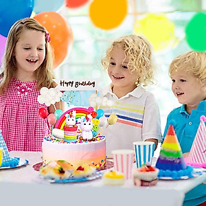 MOVINPE Unicorn Cake Topper Kit Cloud Rainbow Balloon Happy Birthday Banner Cake Decoration Pack of 12 For Boys Girls Kids Birthday