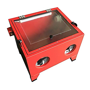 Winado 25 Gallon Bench Top Portable Sand Blaster Cabinet Kit, 40-120 PSI Power Air Sandblasting with Spray Gun & Nozzle Heavy Duty Steel Construction, Red