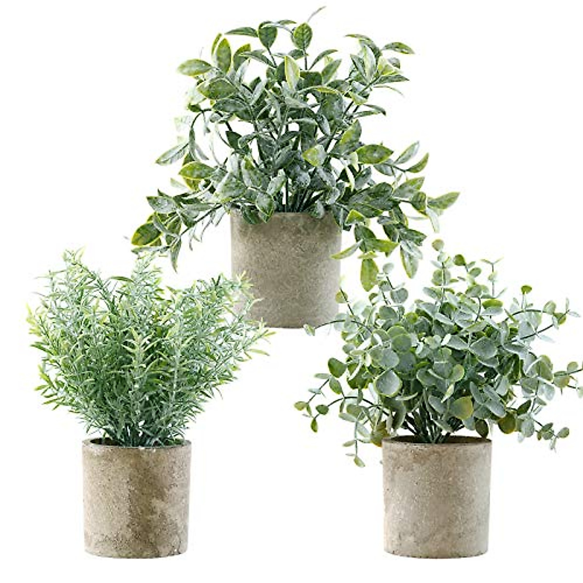 Gleenwave Artificial Plants 3 Potted Mini Fake Plants Artificial Eucalyptus Decorative Plants for Home Decor Indoor Room Table Office