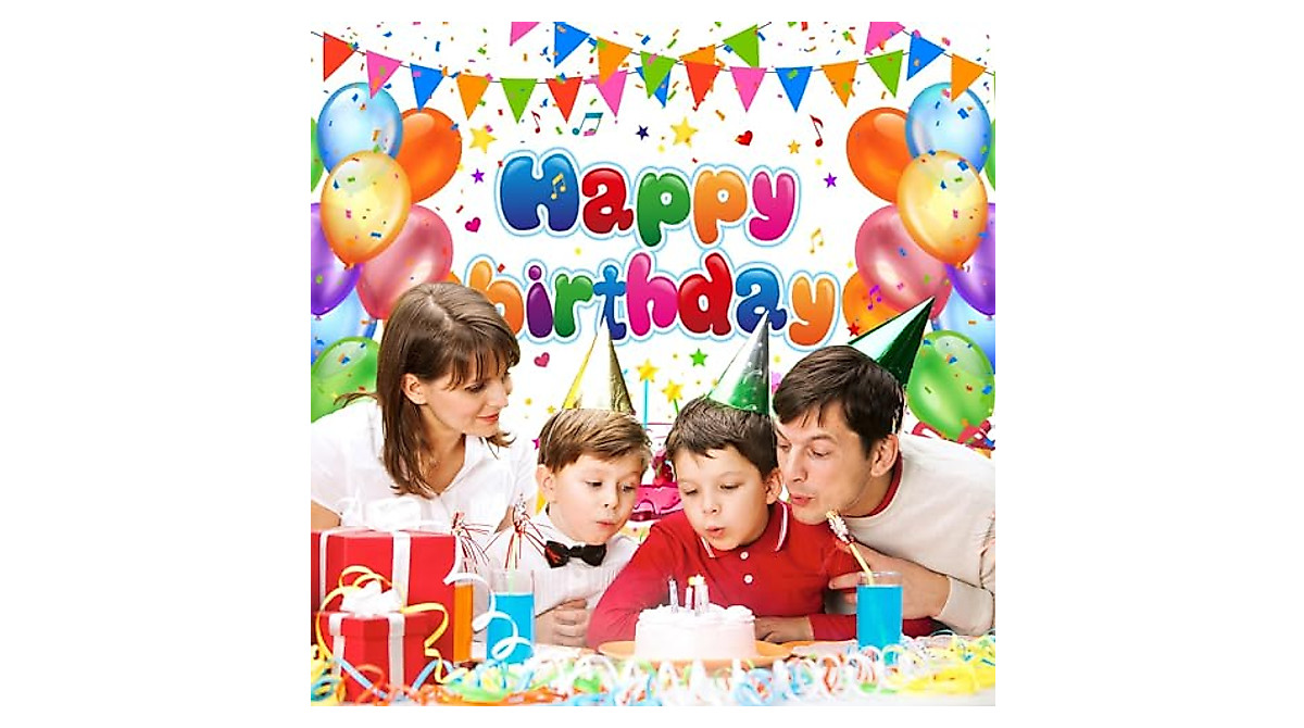 Vibrant Birthday Backdrop for Kids - 10x8ft Balloon Decor