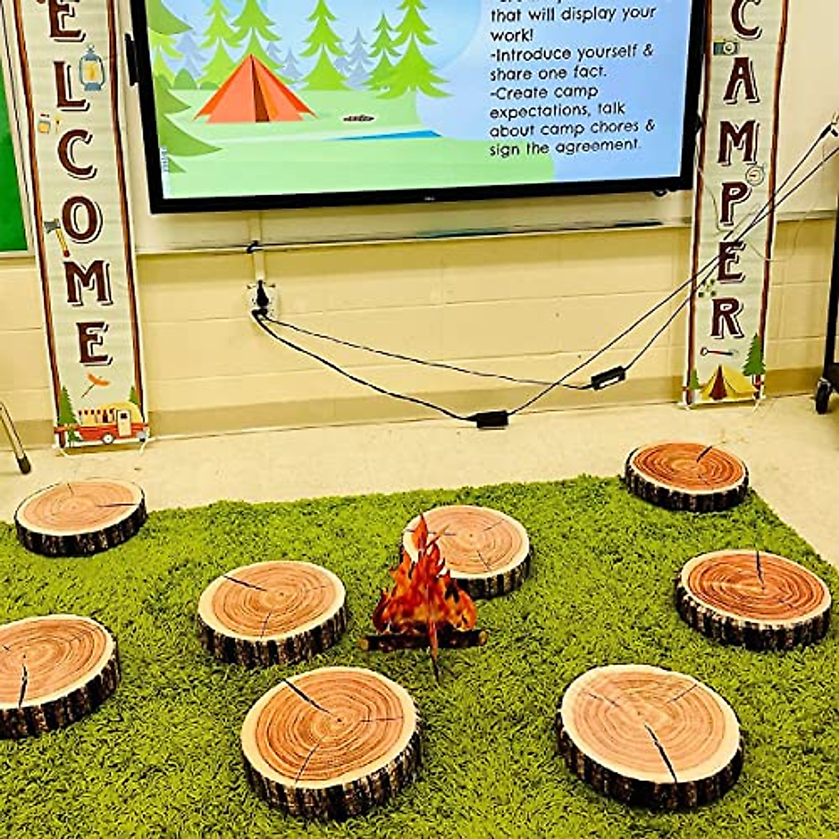 HYSEAS Decorative Round Throw Pillow, 3D Digital Print Comfortable Kids Funny Cute Wood Log Pillow Circle Seating Floor Cushion for Home, Couch, Sofa, Bedroom, Living Room Decor, Stump