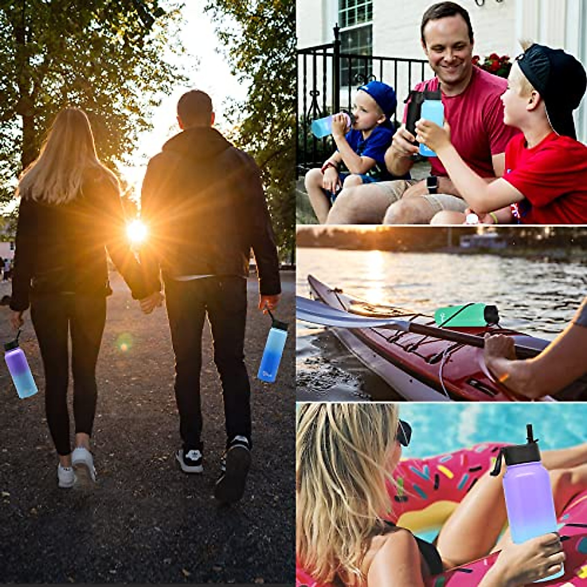 Akyta 24 OZ Water Bottle, Sports Vacuum Insulated Water Bottle with Straw lid, Keep Water cold/Hot, Double Walled Stainless Steel, Leakproof Wide Mouth Thermos Metal Water Bottles for Hiking Biking