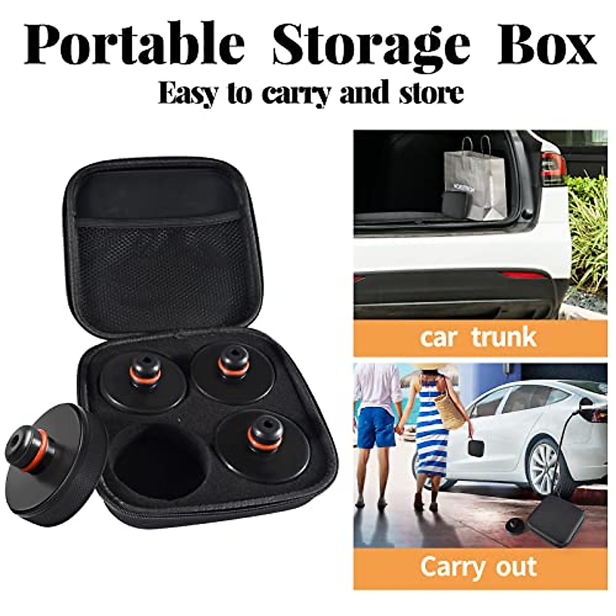 Chirano Lifting Jack Pad for Tesla Model 3/S/X/Y, 4 Pucks with Storage Case, Accessories for Tesla Vehicles 2013 to 2024