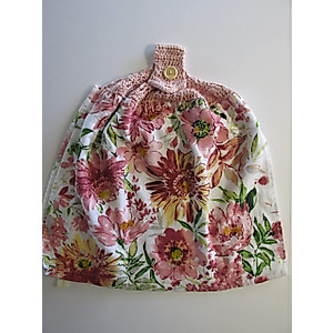 Pink & Gold Sunflowers Crochet Top Double Layer Fall Hanging Towel - Blush Cotton Crochet Top