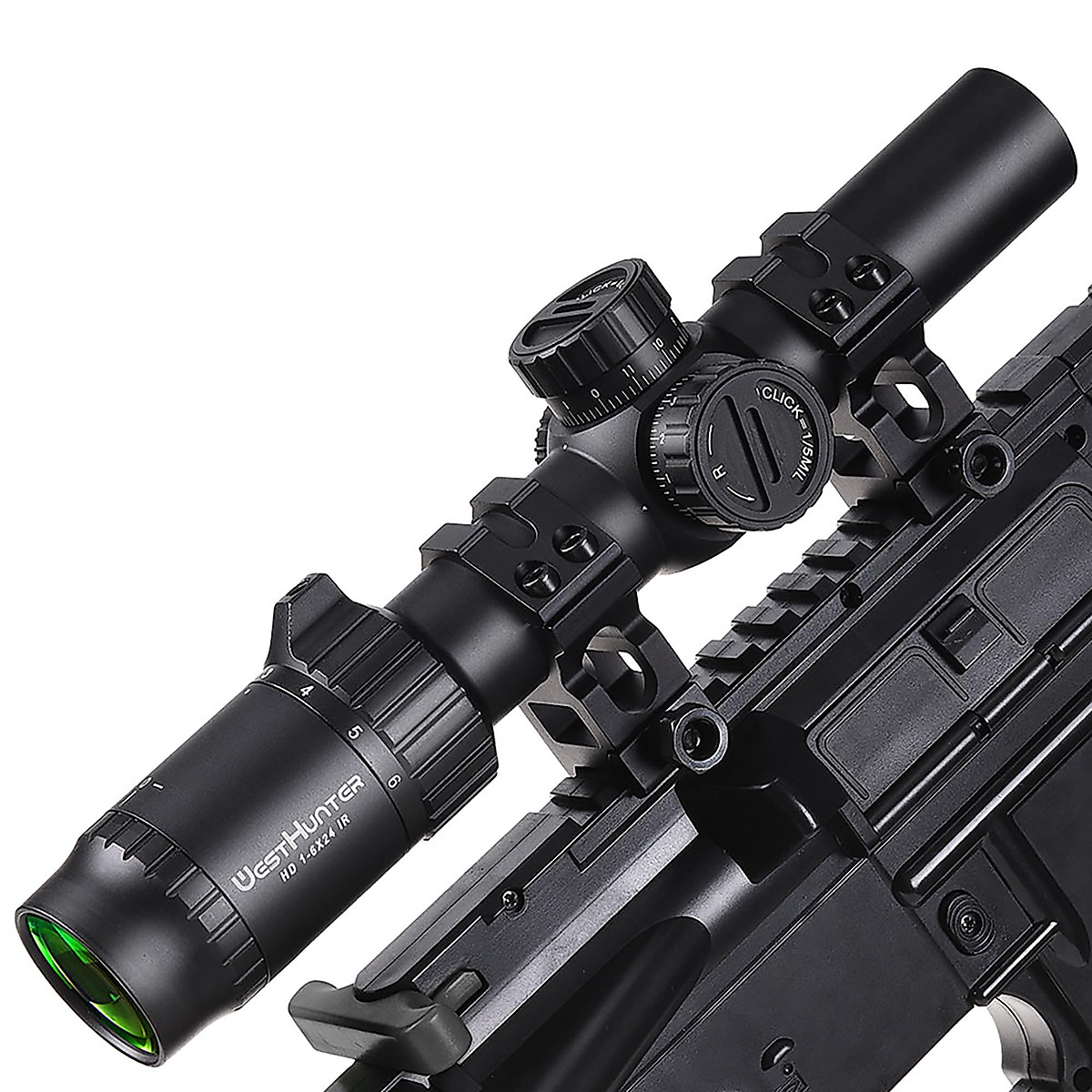 WestHunter Optics HD 1-6x24 IR Riflescope, 30mm Tube Red Green Illuminated Reticle Second Focal Plane Tactical Precision 1/5 MIL Shooting Scope | Reticle-A, Only Optics & Basic Accessories