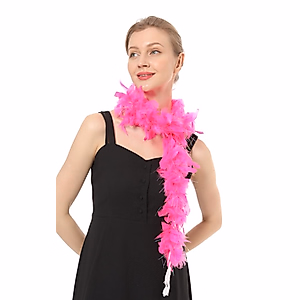 25 Gram, 4 Feet Long Chandelle Feather Boa, Great for Party, Wedding, Halloween Costume, Christmas Tree, Decoration (Candy Pink w/silver lurex)