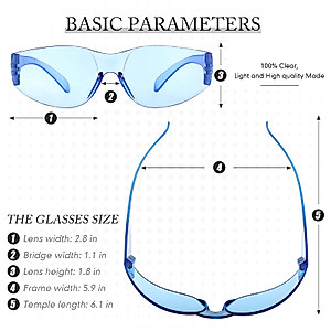 Yunsailing 48 Pairs Clear Safety Glasses Bulk, Safety Goggles Anti Fog Eye Protection Glasses, Scratch and Impact Resistant Protective Eyewear for Men Women Work Construction Shooting Laboratory, Blue