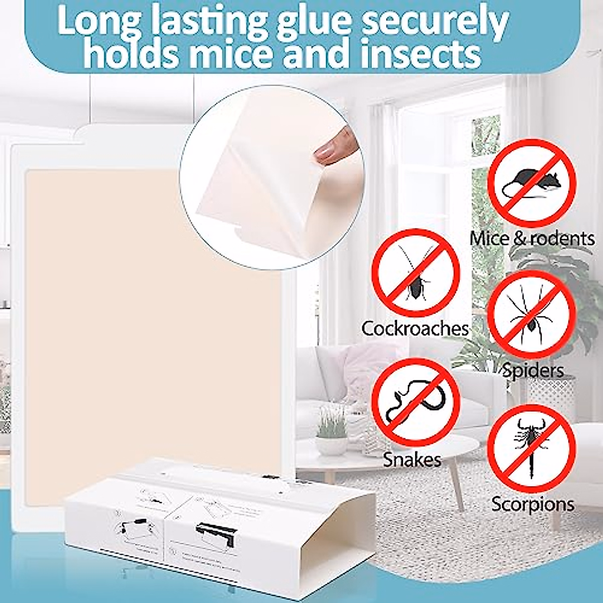 Qualirey Mouse and Insect Glue Boards Pest Glue Traps Bulk Large Mouse Rat Trap Sticky Adhesive for Mice Spider Moth Cockroaches Cricket House Indoor Outdoor Non Toxic (300 Pcs,10.63 x 5.31 Inch)