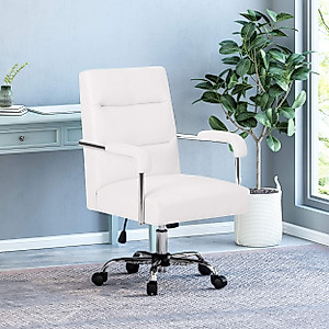 Christopher Knight Home William Modern Channel Stitched Swivel Office Lift Chair, White and Chrome