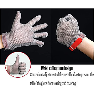 UANGLI Anti-cut Gloves Cut-resistant Stainless Steel Gloves, Food Grade Safety Metal Hinge Gloves, Common For Both Left And Right Hands (Size : XS)