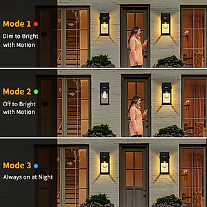 Yomisga Solar Wall Lights Outdoor Dusk to Dawn Porch Lighting, Exterior Light fixtures Wall Mount Waterproof Solar Wall Lantern with Motion Sensor, Outside Wall Sconce for House, Garage, Front Door