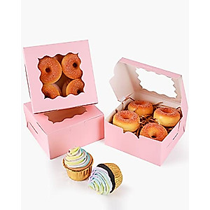 Pink Cookie Boxes with Window 36packs 6x6x3 Pink Bakery Box Pastry Box for Wedding Favor Birthday ＆ Party qiqee