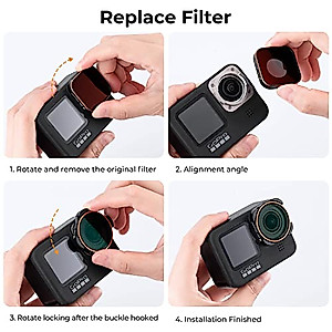 K&F Concept ND Filter Set Compatible with GoPro Hero12, Hero11, Hero10, Hero9 Black, 6 Pack (CPL/ND8/ND16/ND32/ND64/ND1000) Hero 9/10/11/12 Action Camera Accessory Neutral Density Polarizer Filter Kit