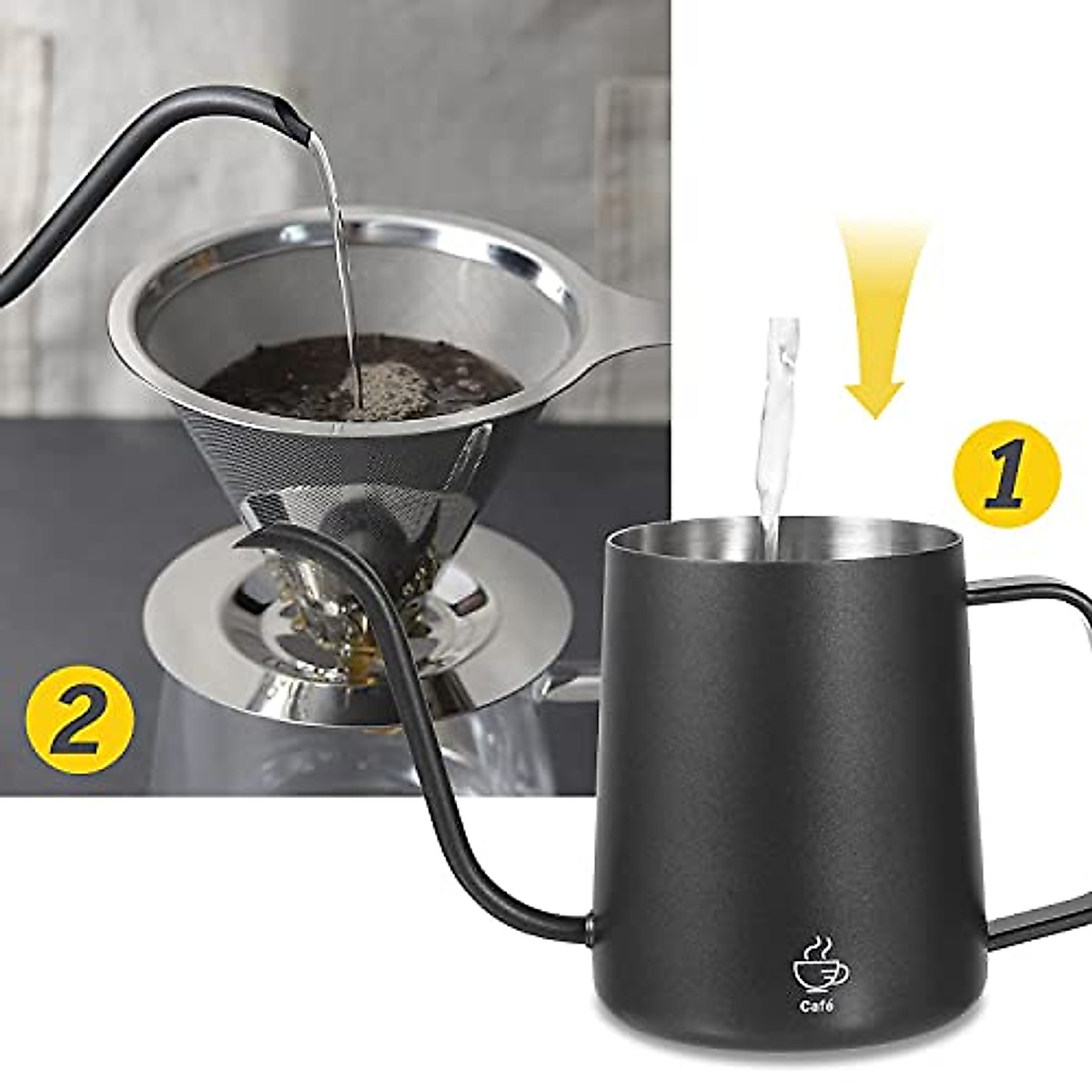 VEVOK CHEF Pour Over Coffee Kettle Mini 20 OZ Gooseneck Kettle Spout Coffee Pots Drip Coffee Maker Kettle Long Narrow Stainless Steel Pour Over Kettle