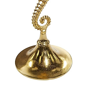 Deco 79 Aluminum Metal Sea Horse Side End Accent Table End Table with Black Marble Table Top, Side Table 13" x 13" x 25", Gold